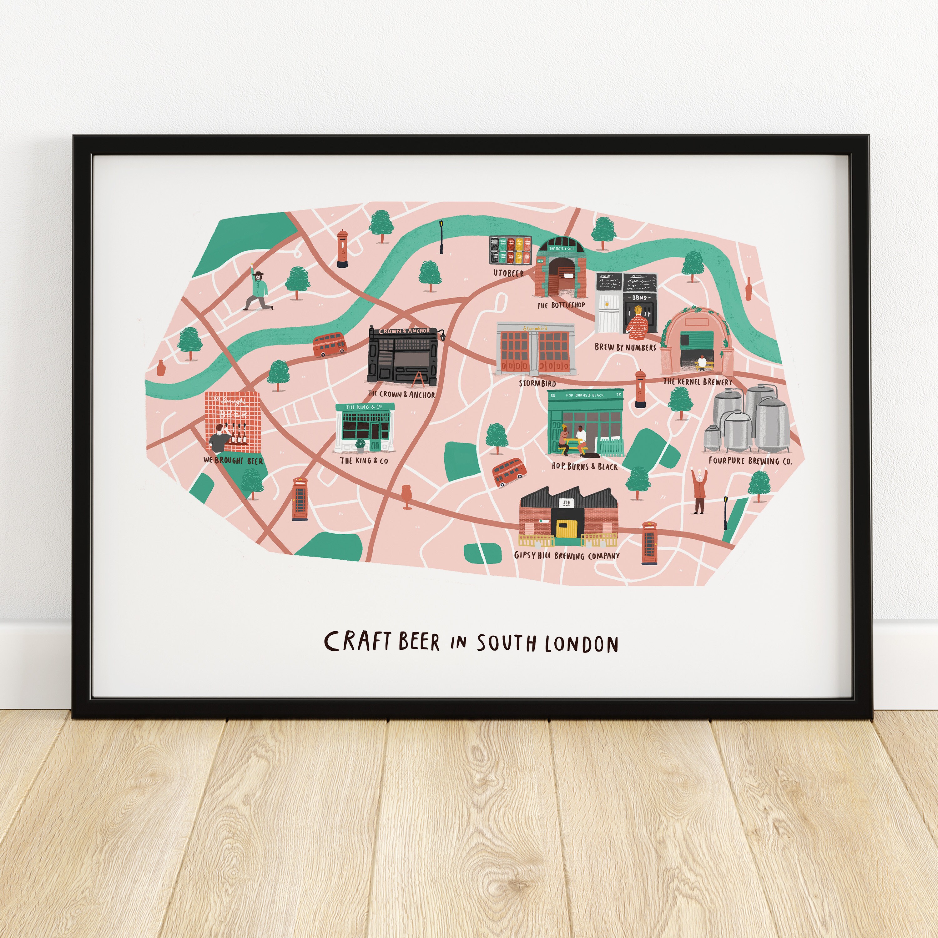 Craft Beer in South London Map Illustrated Print Map Print - Etsy