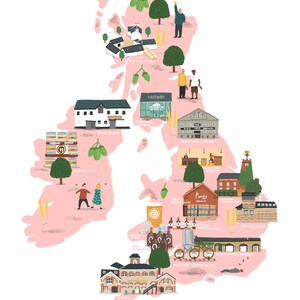 The UK & Ireland Beer Map Illustrated Print - Map Print Map ...