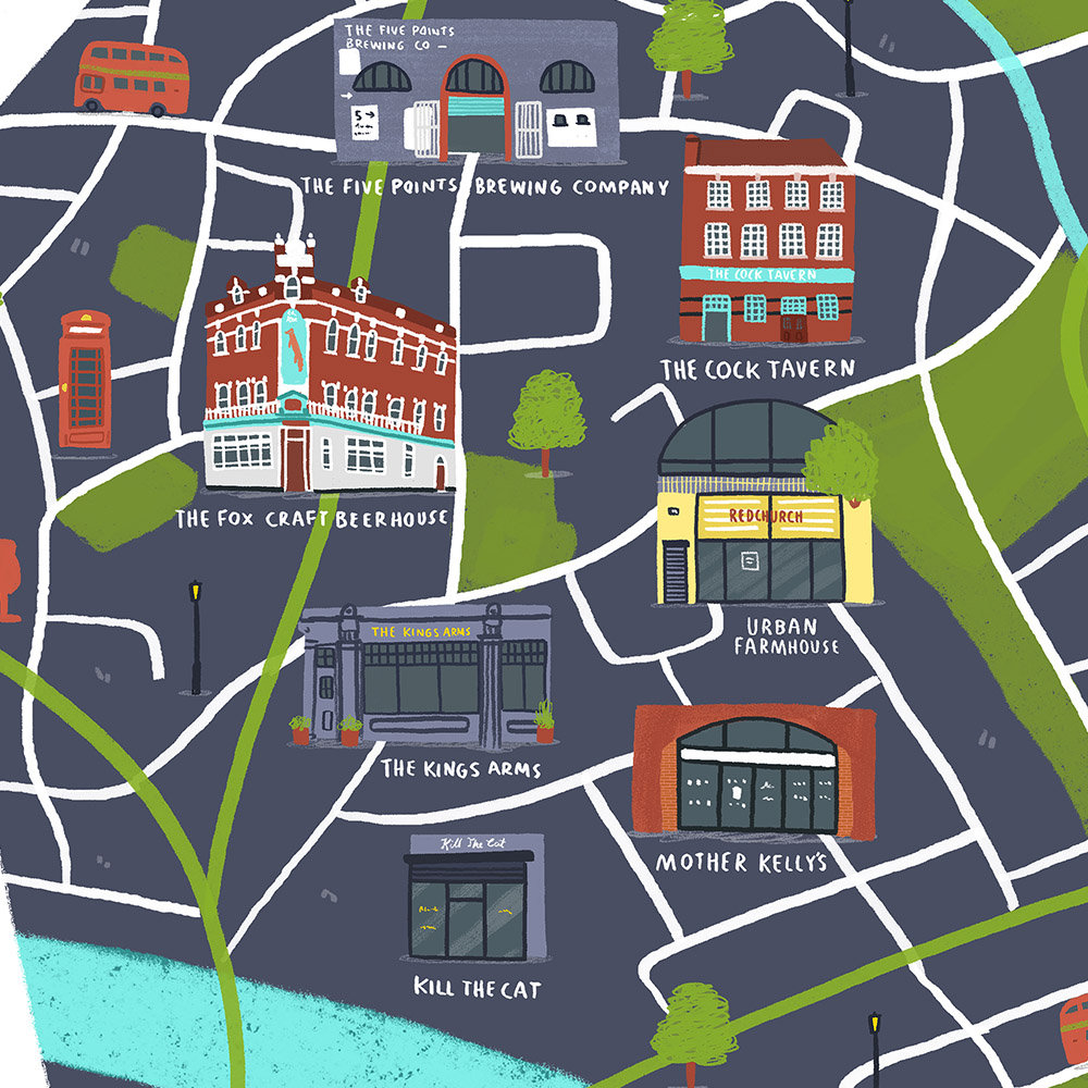Craft Beer in East London Map Illustrated Print Map Print Map ...