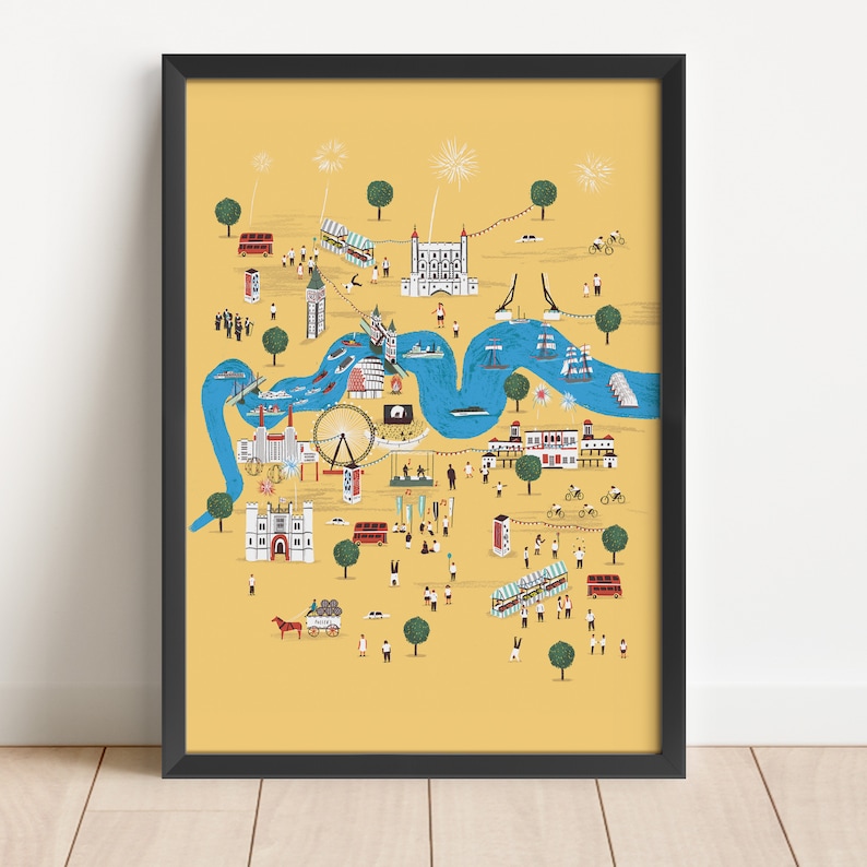 Illustrated Thames River Map Print – London City Art - Etsy