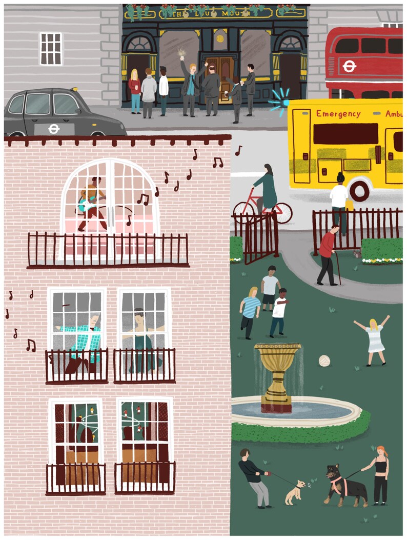 London Sounds of the City Illustrated Print London Art London Map Art ...