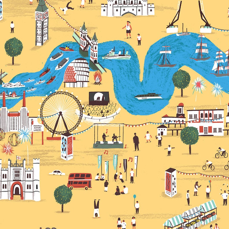 Illustrated Thames River Map Print – London City Art - Etsy