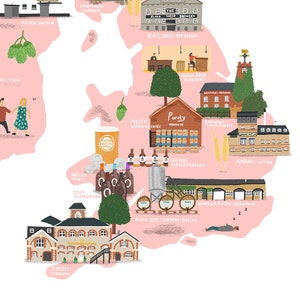 The UK & Ireland Beer Map Illustrated Print - Map Print Map ...
