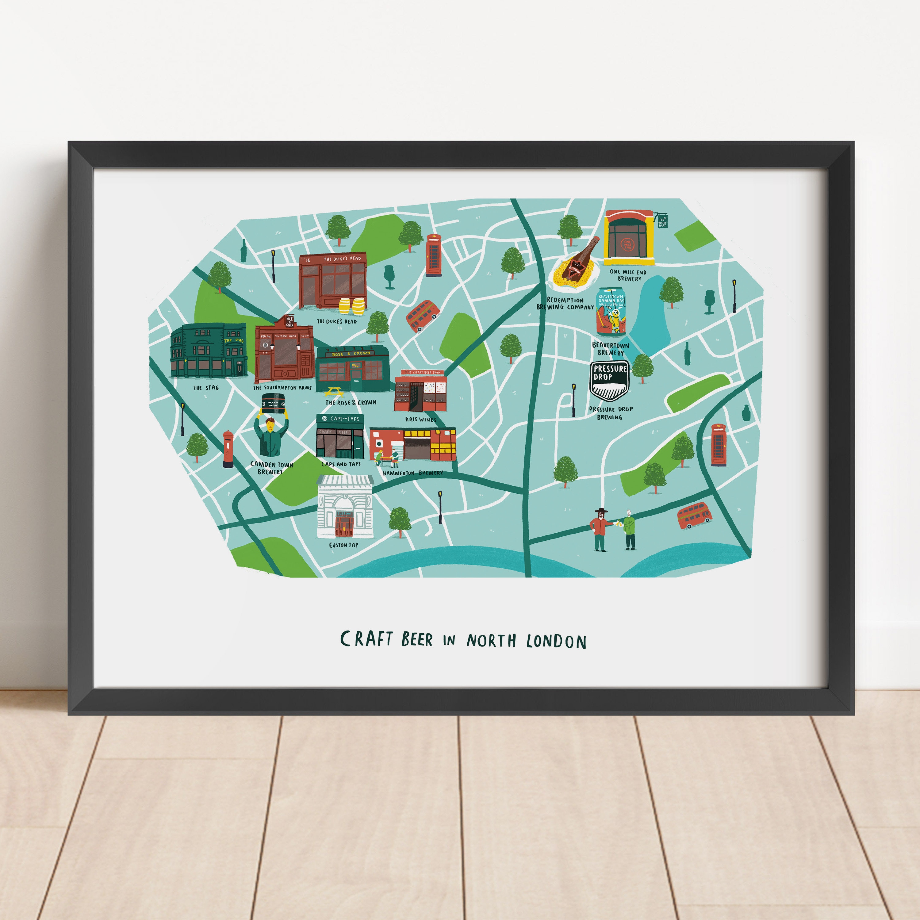 Craft Beer in North London Map Illustrated Print Map Print - Etsy