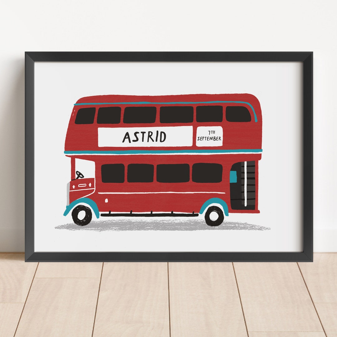 London Bus Personalised Illustrated Print Personalised Bus City Bus ...