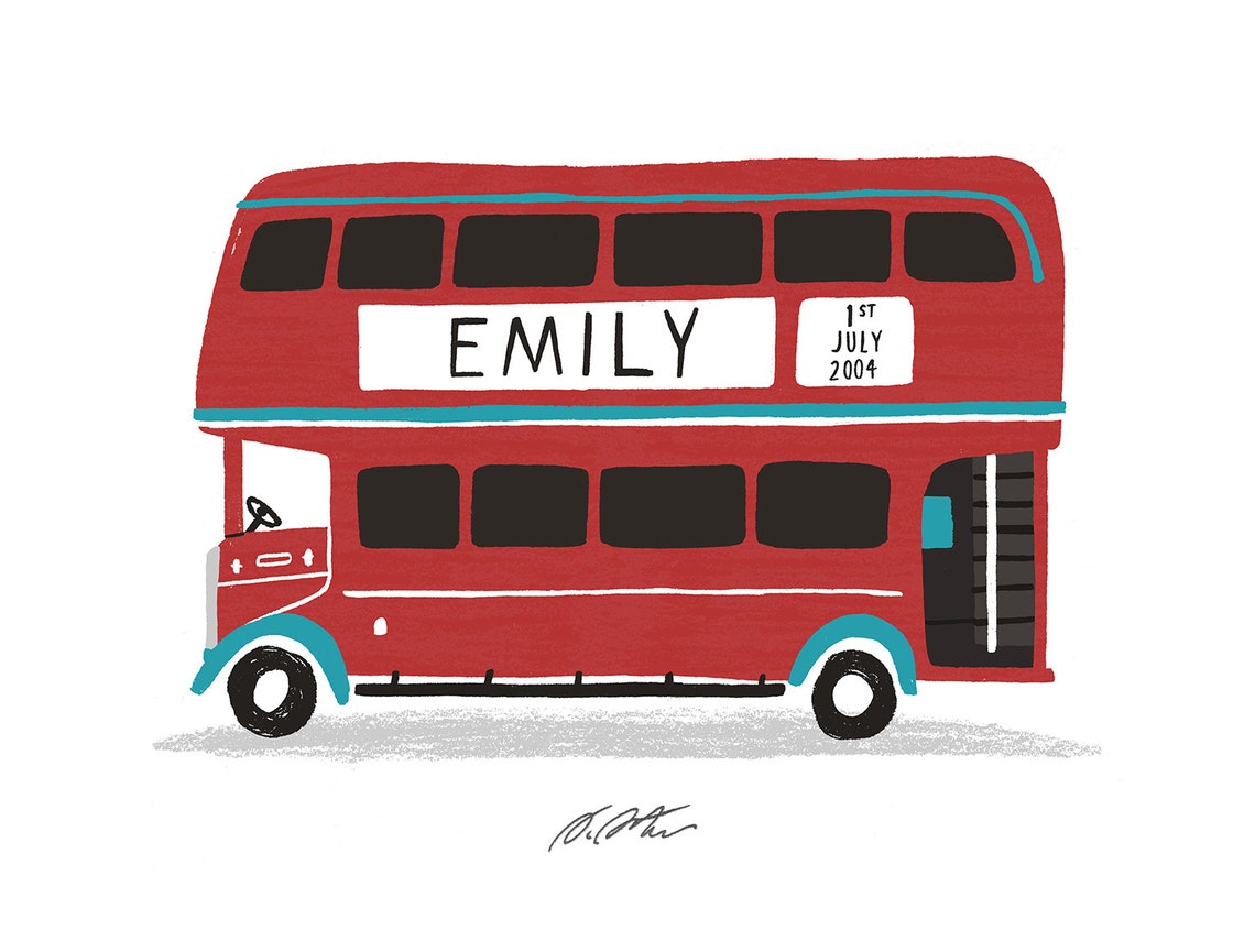 London Bus Personalised Illustrated Print Personalised Bus - Etsy