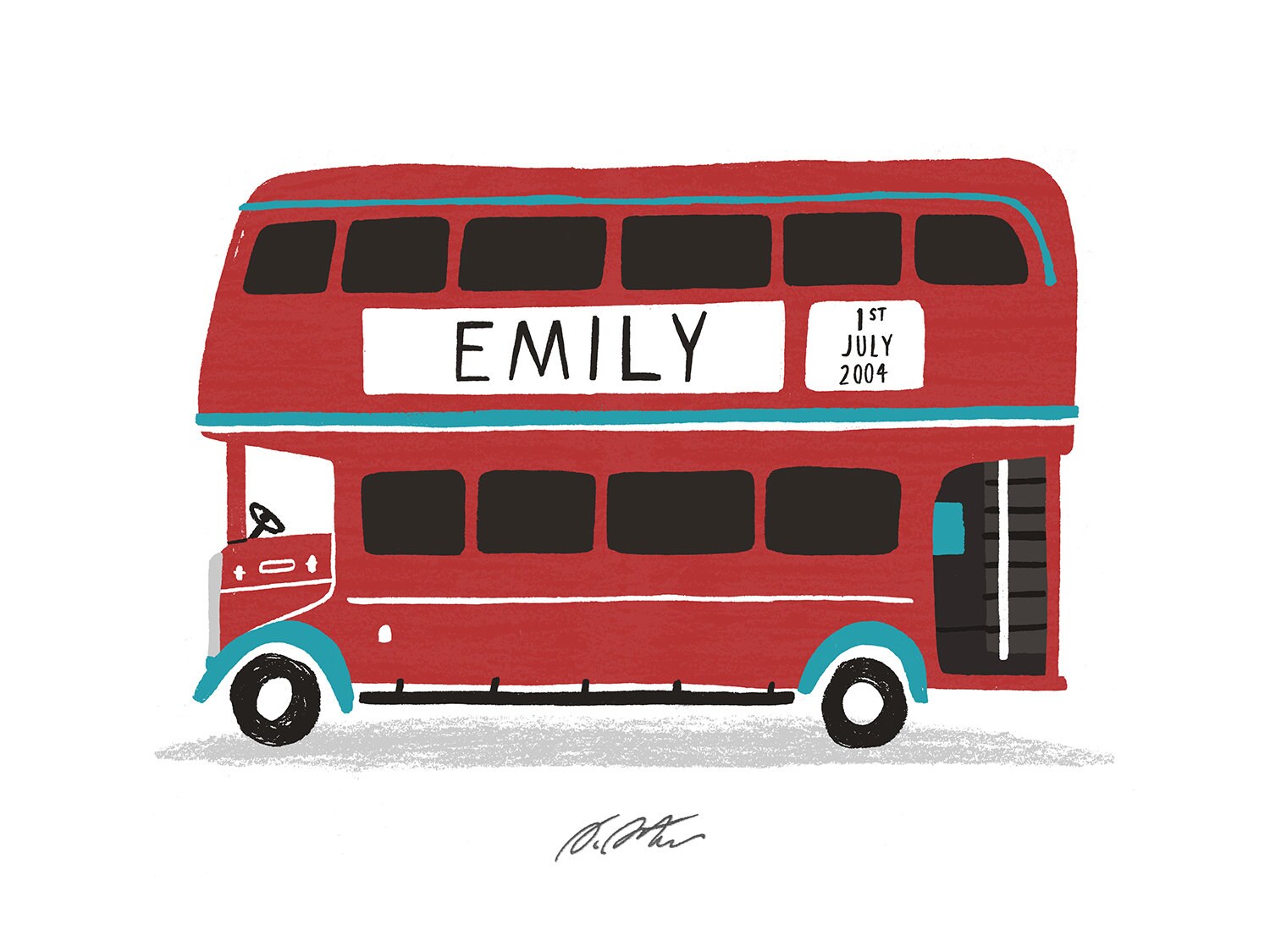 London Bus Personalised Illustrated Print Personalised Bus City Bus ...