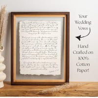 Custom Calligraphy Wedding Vows Set, Her His Vows Gift, Framed Vows ...