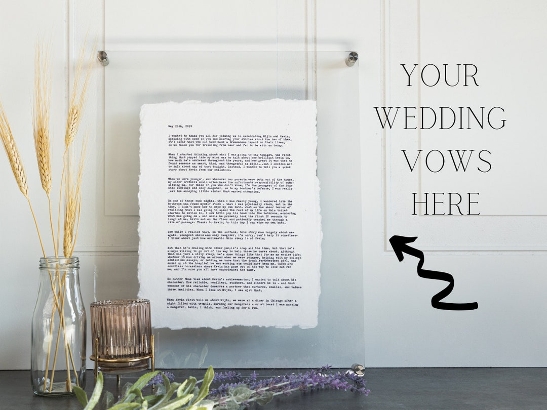 Wedding Vows Print Cotton Anniversary Gift for Him Gift for - Etsy