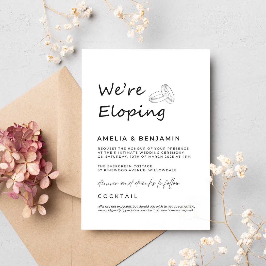 We Are Eloping Announcement, Wedding Invitation Download, We're Eloping ...