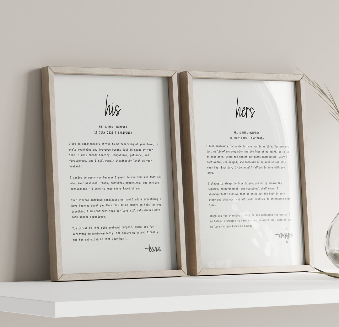 His and Hers Wedding Vows Sign, Vows, 1st Anniversary Gift, Canva ...