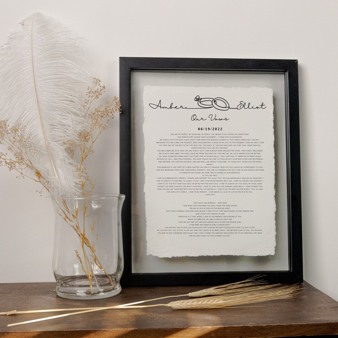 Custom Anniversary Vow Prints, Personalized Wedding Vow Printed ...