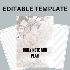 Printable Daily Note Planner, Printable Digital Notebook, Digital ...