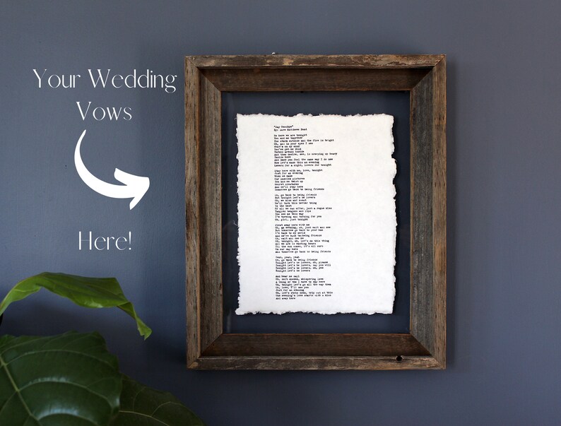 Custom Wedding Vows Song Lyrics Bible Verse or Poem Print - Etsy