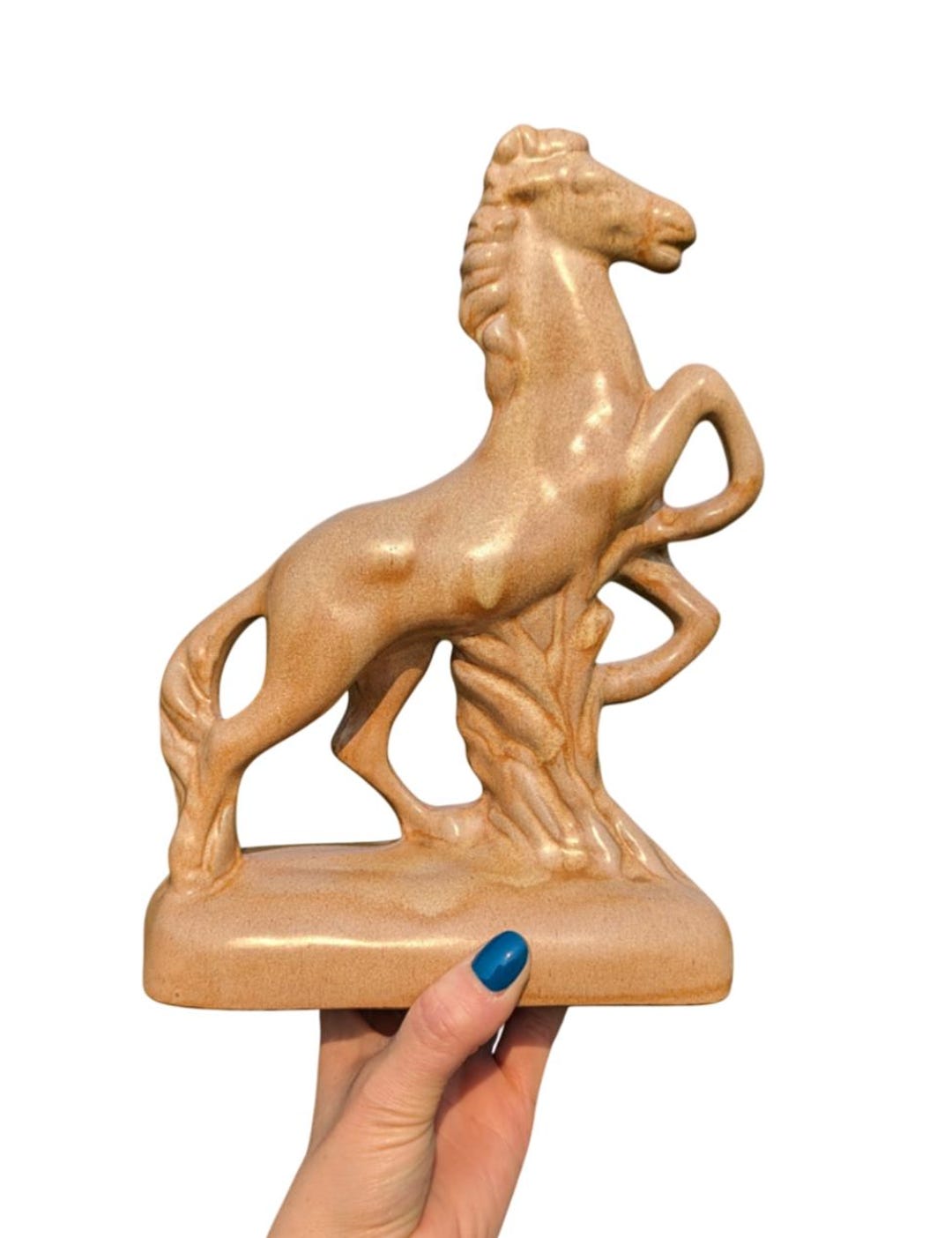 70s Sandstone Ceramic Bronco Rancher Statue Cowboy Western Cowgirl ...