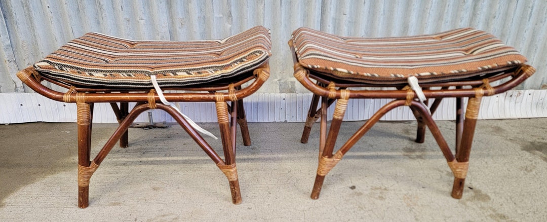 Mid-century Modern Bamboo Foot Stools 1970's a Pair - Etsy