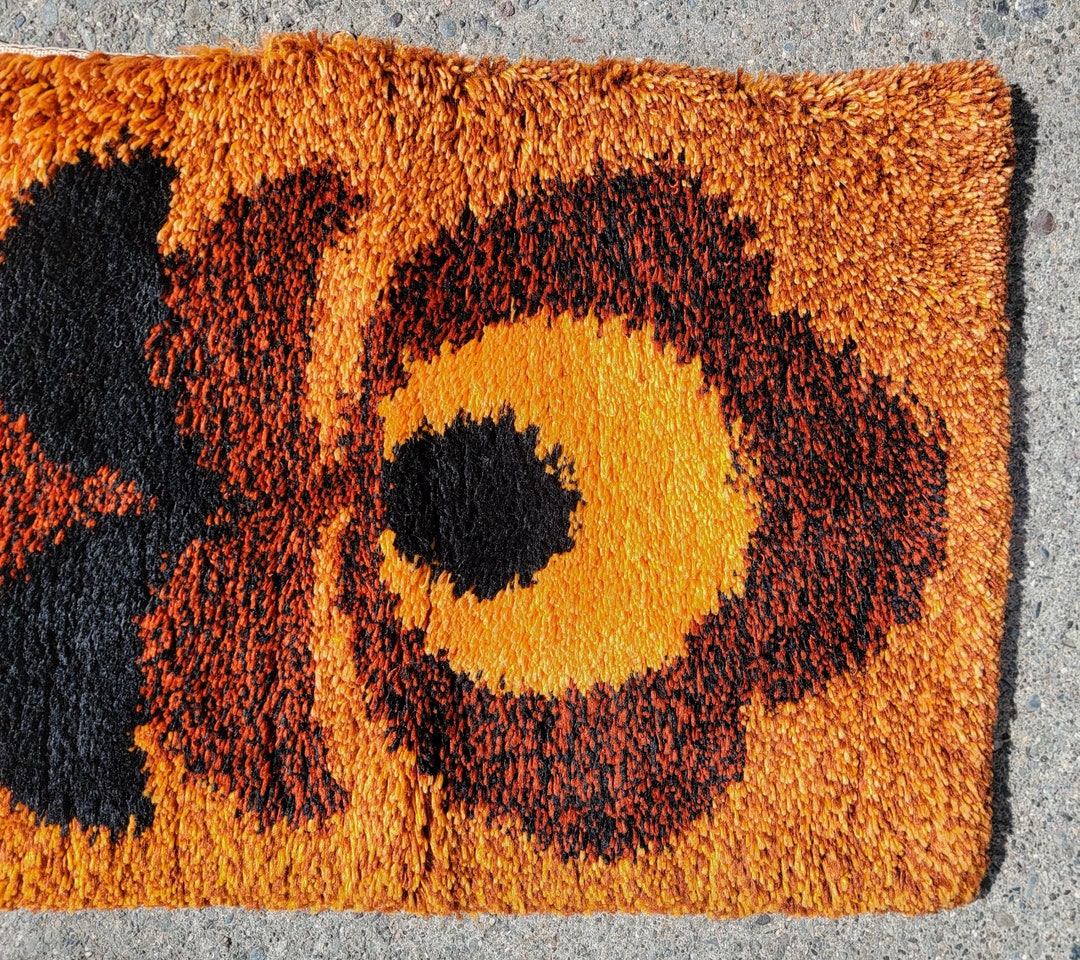 Mid-century Modern Rya Shag Rug Runner Burnt Orange - Etsy