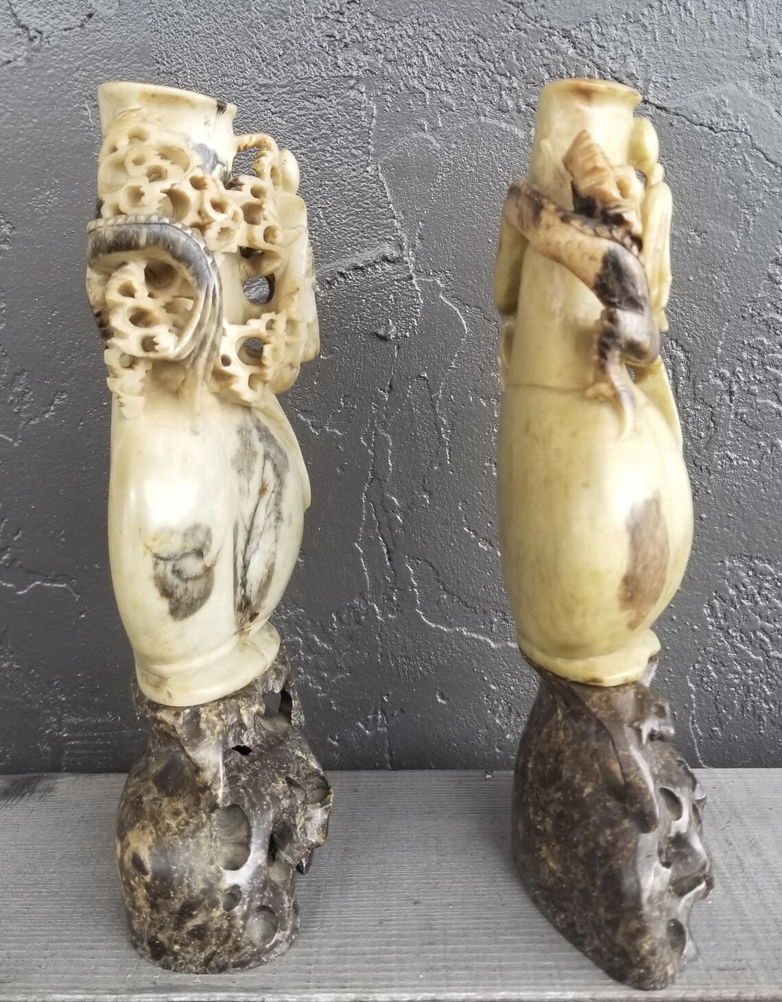 Carved Soapstone Dragon Sculptures A Pair - Etsy