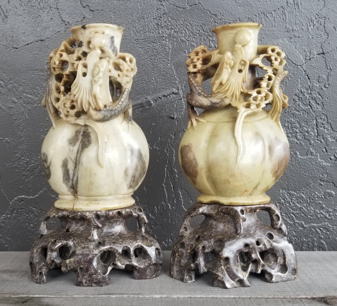 Mid-century Modern Carved Soapstone Table Top Dragon Sculptures - Etsy