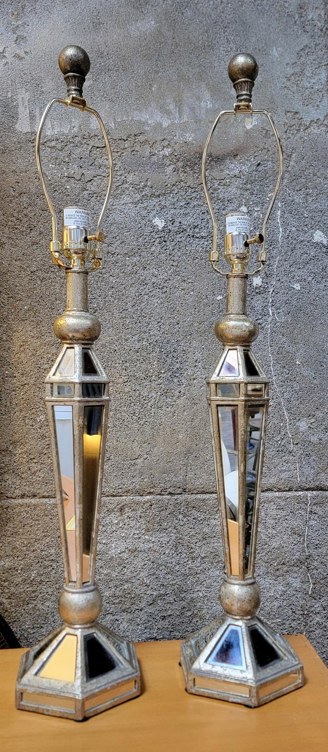 Mid-century Modern Mirrored Hollywood Regency Table Lamps by John ...