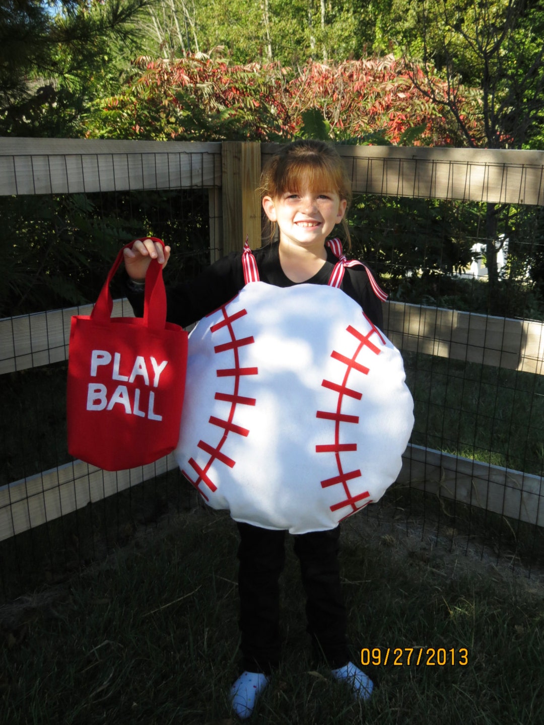 Halloween Costume Handmade Fun Baseball "ball" W/ Trick-or-treat Bag ...