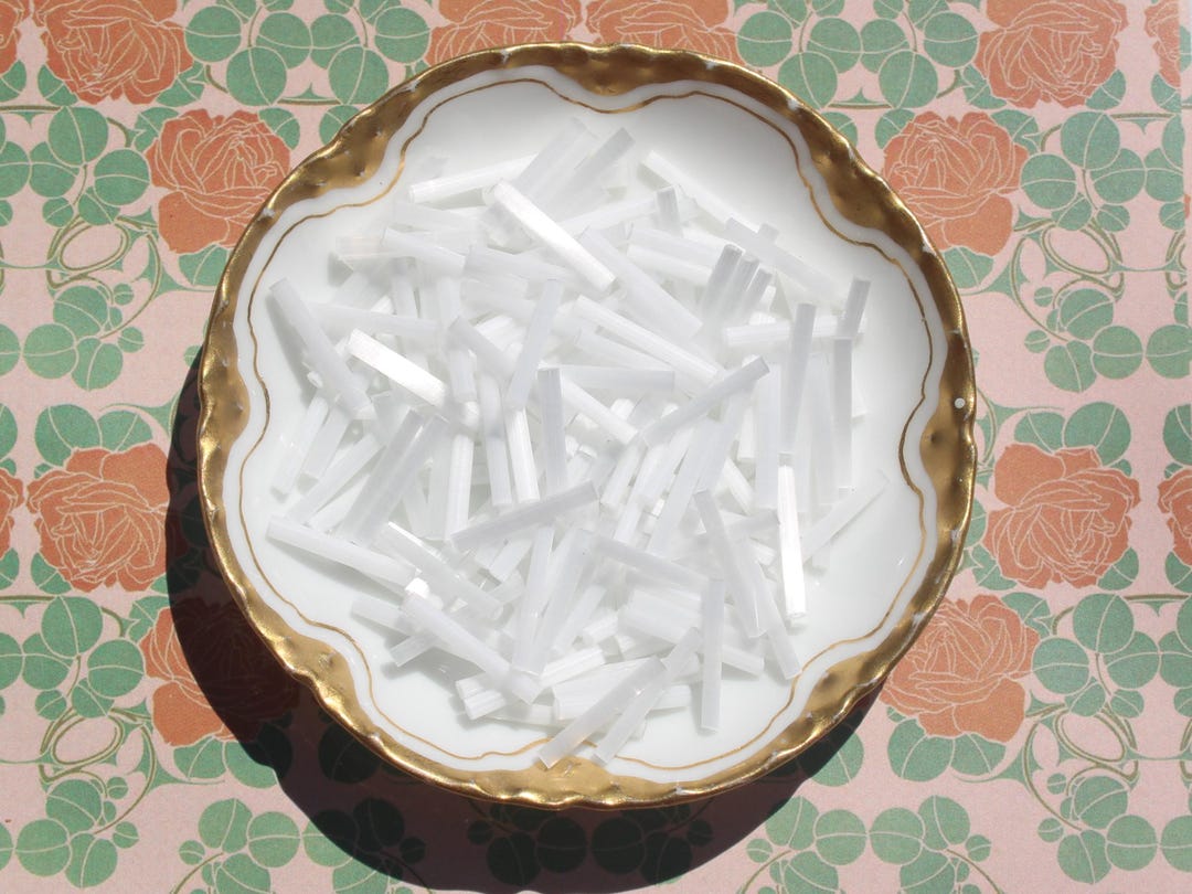 15mm White Satin Needle Bugles Antique Murano Glass Beads Vintage ...