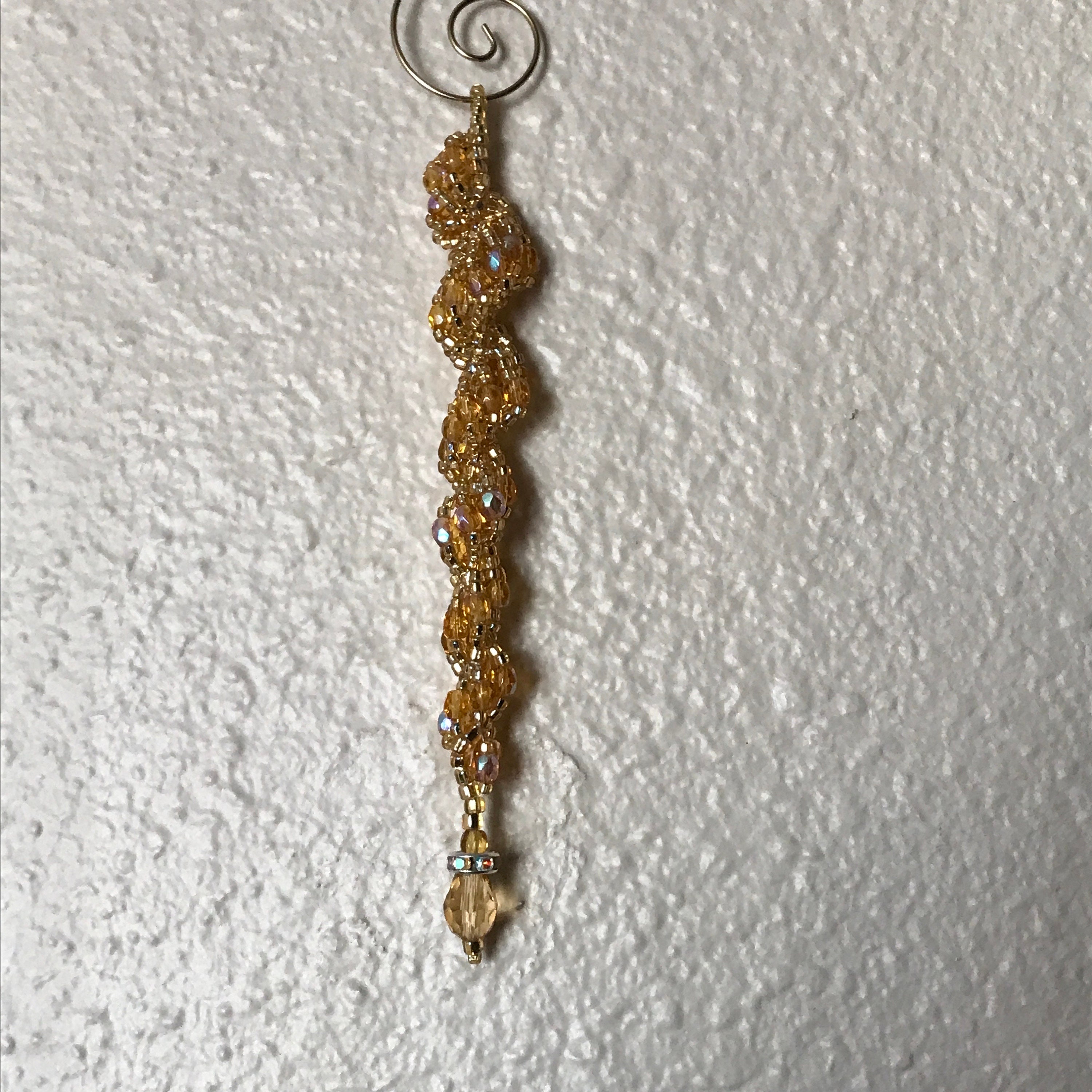 Gold Icicle Ornament Rich Gold Rainbow AB Enchanting Aurora Seed and ...