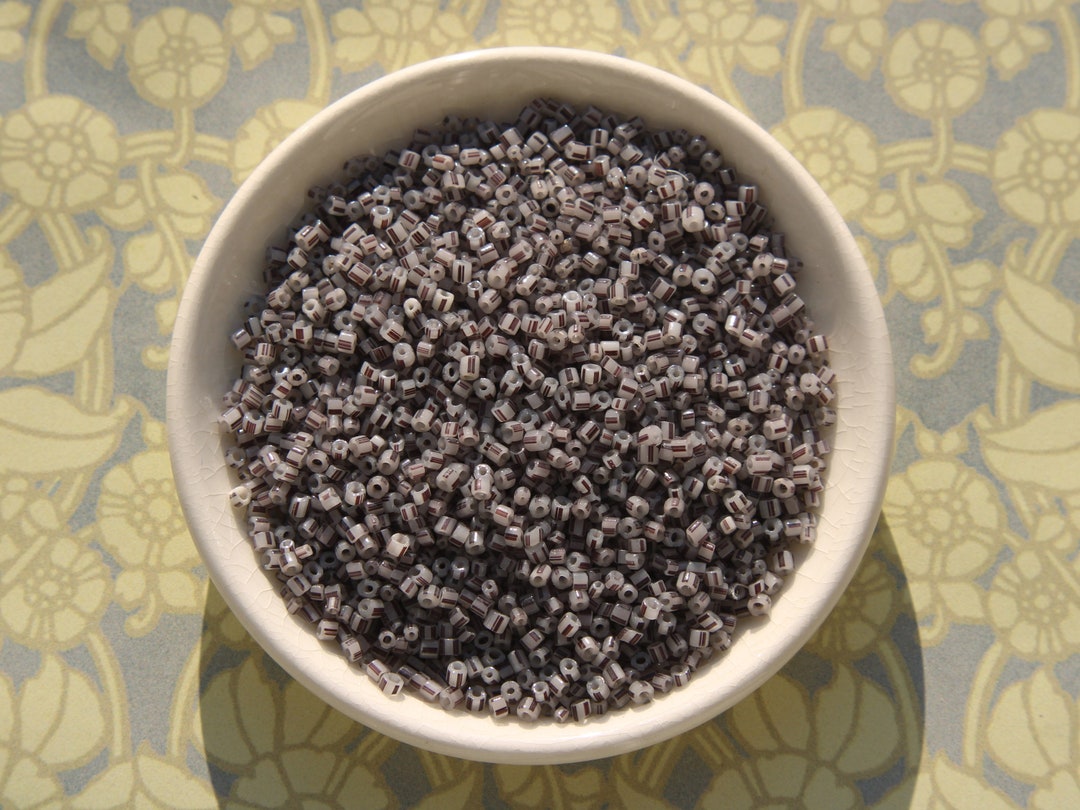 10/0 Black Striped White Opal 2-cut Antique Murano Glass Seed Beads ...