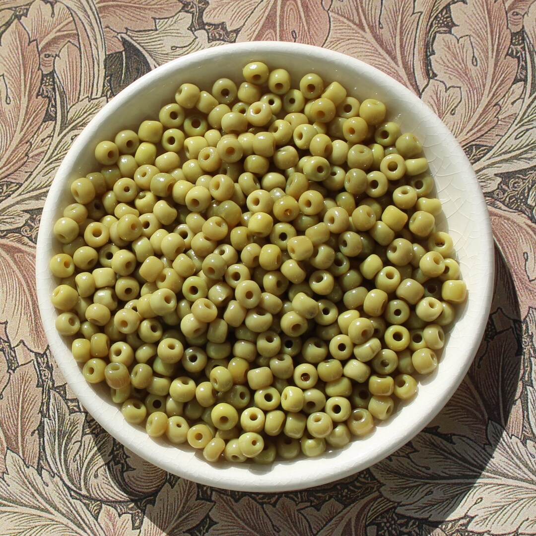 6/0 Greasy Mustard Antique Murano Glass Venetian Pony Seed Beads ...
