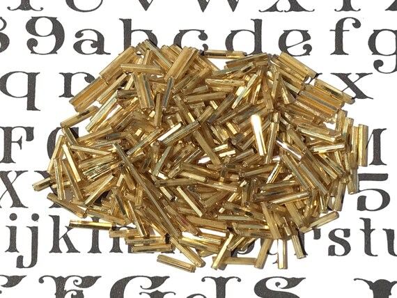 12mm Soft gold silver lined bugles antique Murano glass beads | Etsy