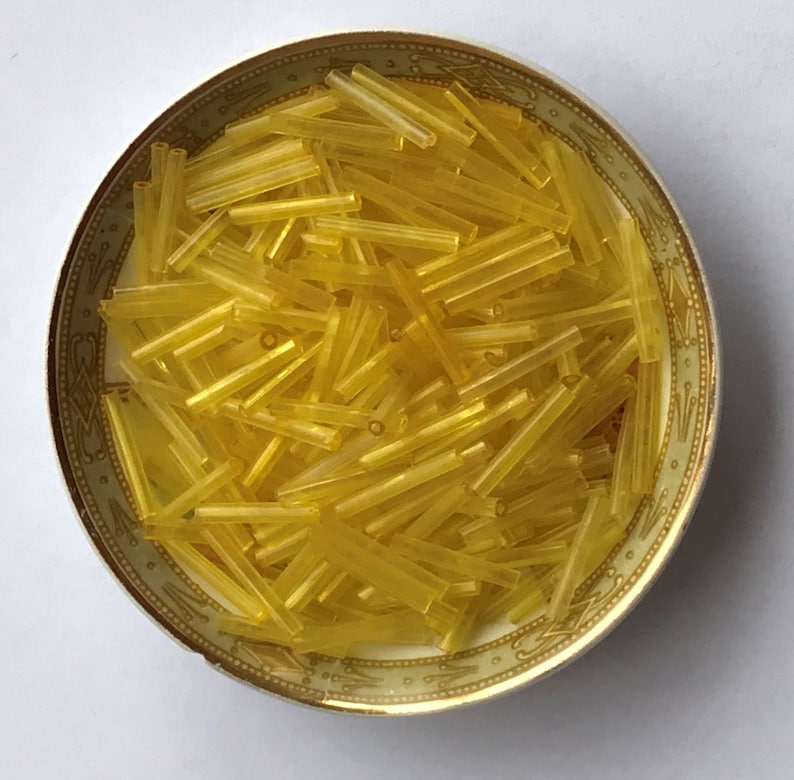 15mm Lemon Yellow / Neon Orange Transparent Bugles Antique - Etsy