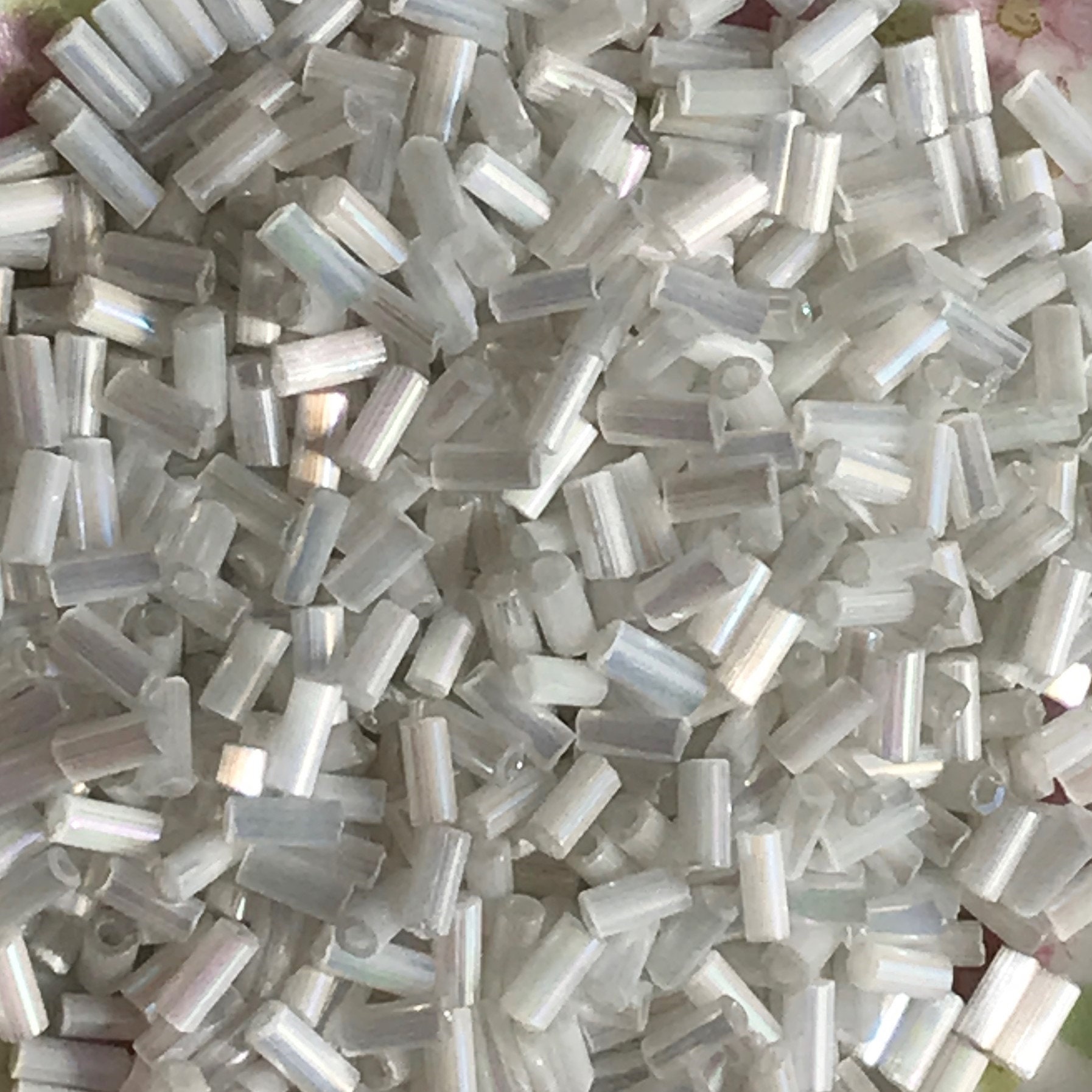 4mm White Satin AB Bugles Antique Murano Glass Bugle Beads Vintage ...