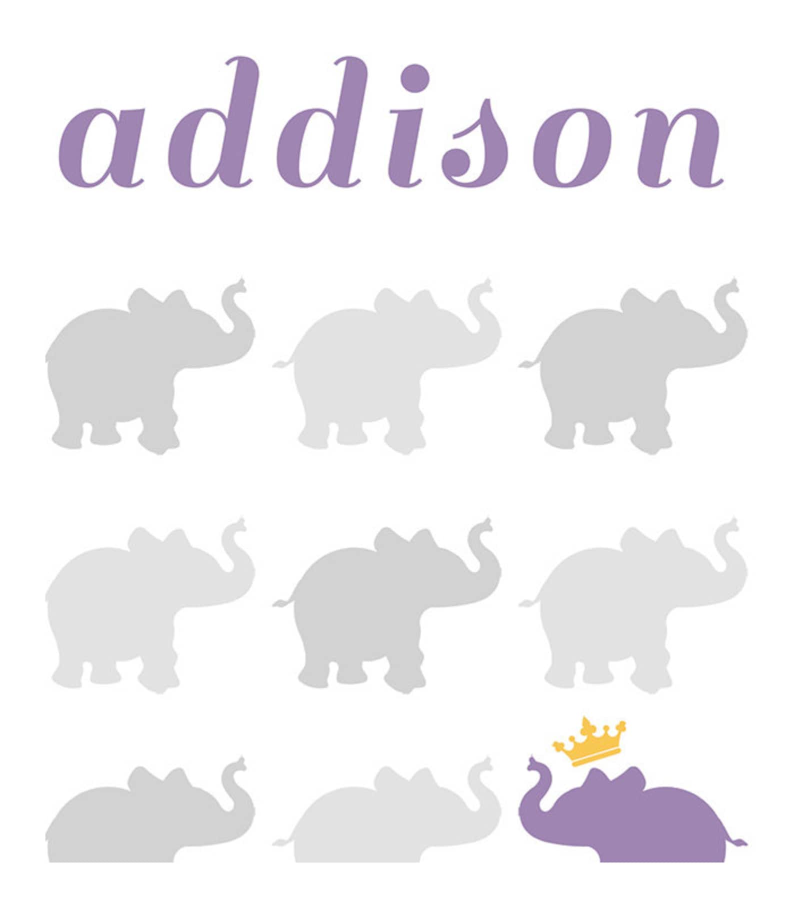 Elephant Nursery Art Grey and Purple Nursery Decor Elephant Crown ...