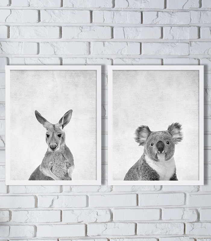 Australia Animal Prints Two Print Set Kangaroo Print Koala | Etsy
