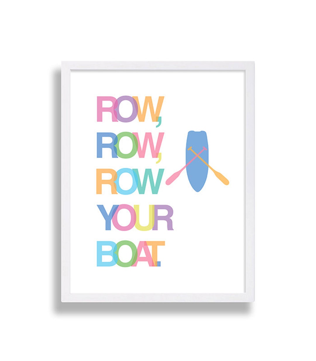 Nursery Rhyme Art Print Row Row Row Your Boat Typography Nursery Print ...
