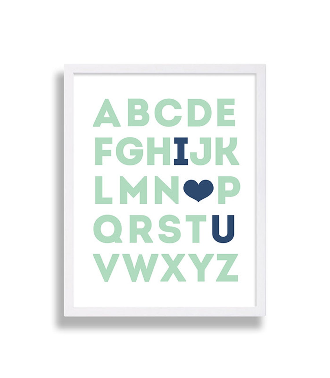 Alphabet Nursery Art I Love You Nursery Decor Mint Green | Etsy