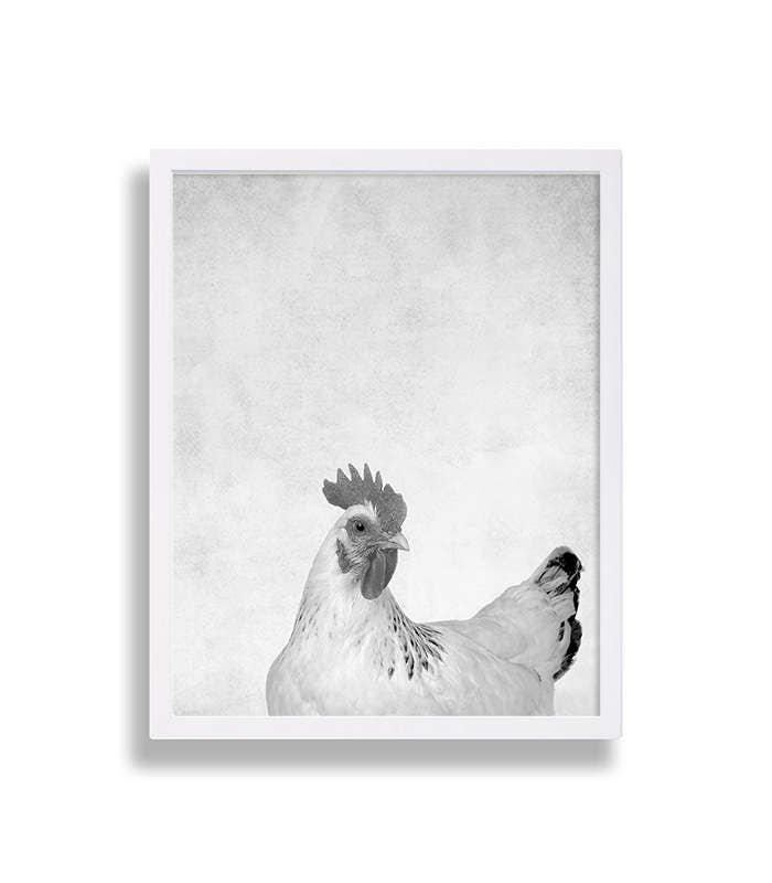 Chicken Print Rooster Art Print Animal Nursery Decor Gray | Etsy