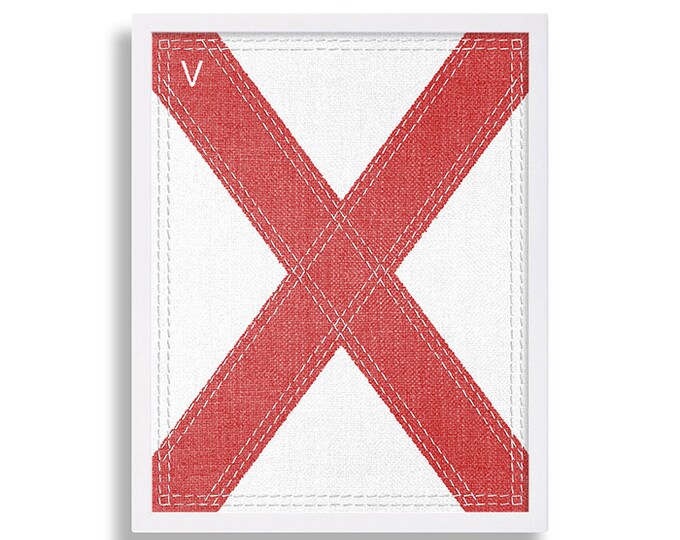 LETTER V Nautical Alphabet Print Nautical Flag Art Print Babys Name ...