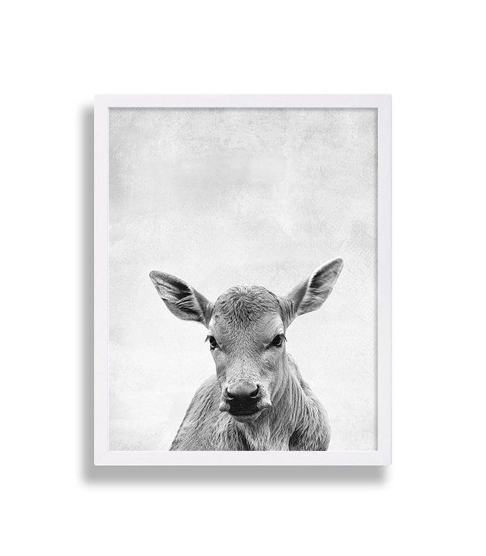 Cow Animal Print Black and White Art Grey Decor Living Room Art Family ...
