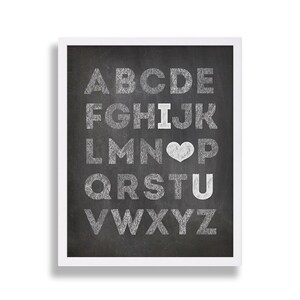 Chalkboard Nursery Art Alphabet Nursery Print Baby Shower Gift Nursery ...