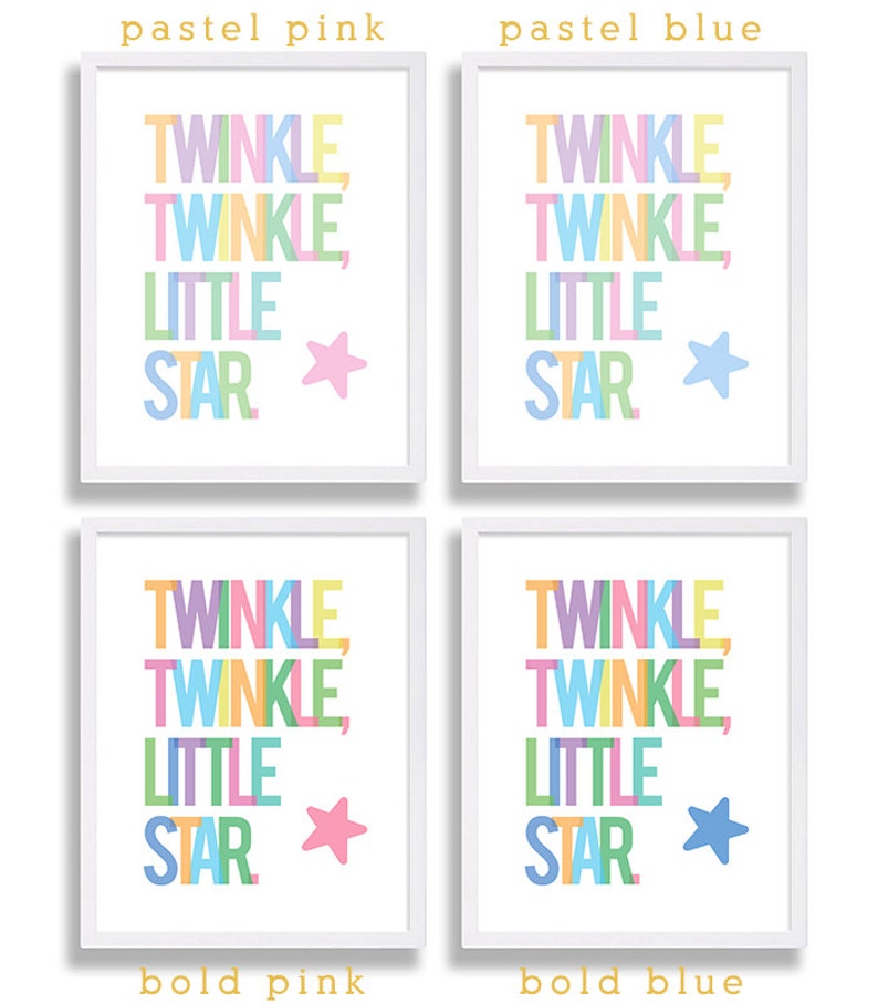 Twinkle Twinkle Little Star Nursery Rhyme Print Pastel Nursery - Etsy