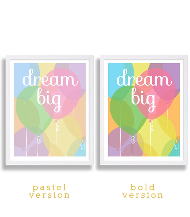 Colorful Nursery Decor Dream Big Nursery Print Balloons - Etsy