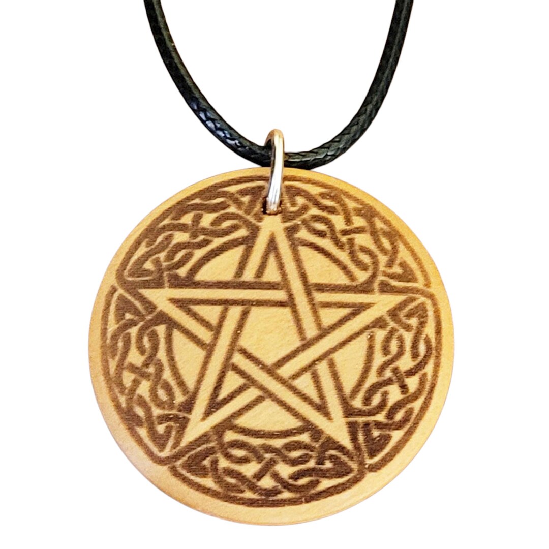 Pentacle Pendant Necklace on Black Cord, Pentacle Necklace, Pagan ...