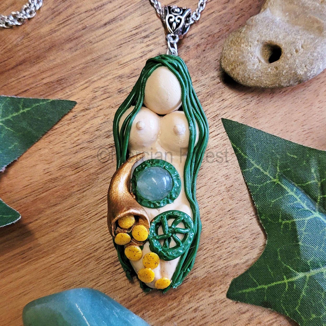 Fortuna Pendant, Goddess of Fortune Necklace, Clay Sculpted Goddess ...
