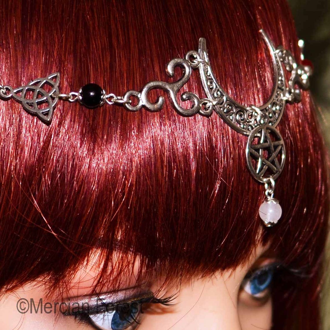 Triple Goddess Headdress Pagan Head Chain Pagan Headpiece - Etsy