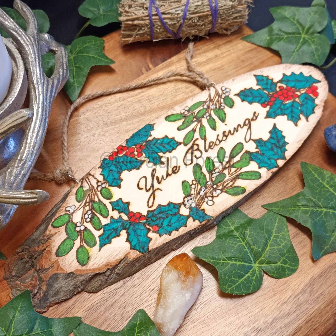 Yule Blessings Wooden Slice Sign Yule Wall Hanging Winter - Etsy