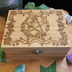Floral Pentacle Box, Pentagram Witch Box, Crystal Box, Herb Box, Pagan ...