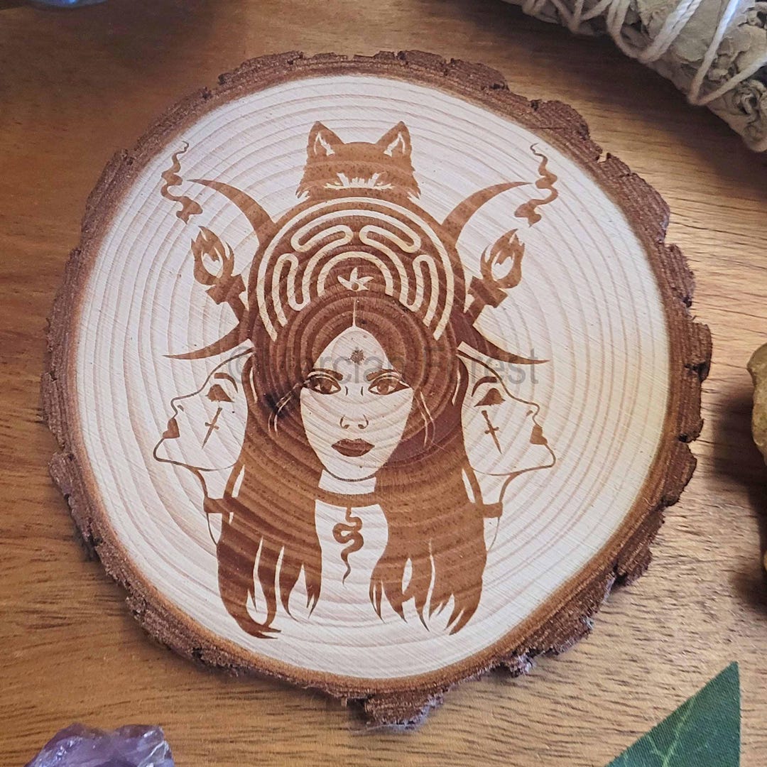 Hecate Altar Tile, Hekate Altar Decoration, Wood Slice Decoration for ...