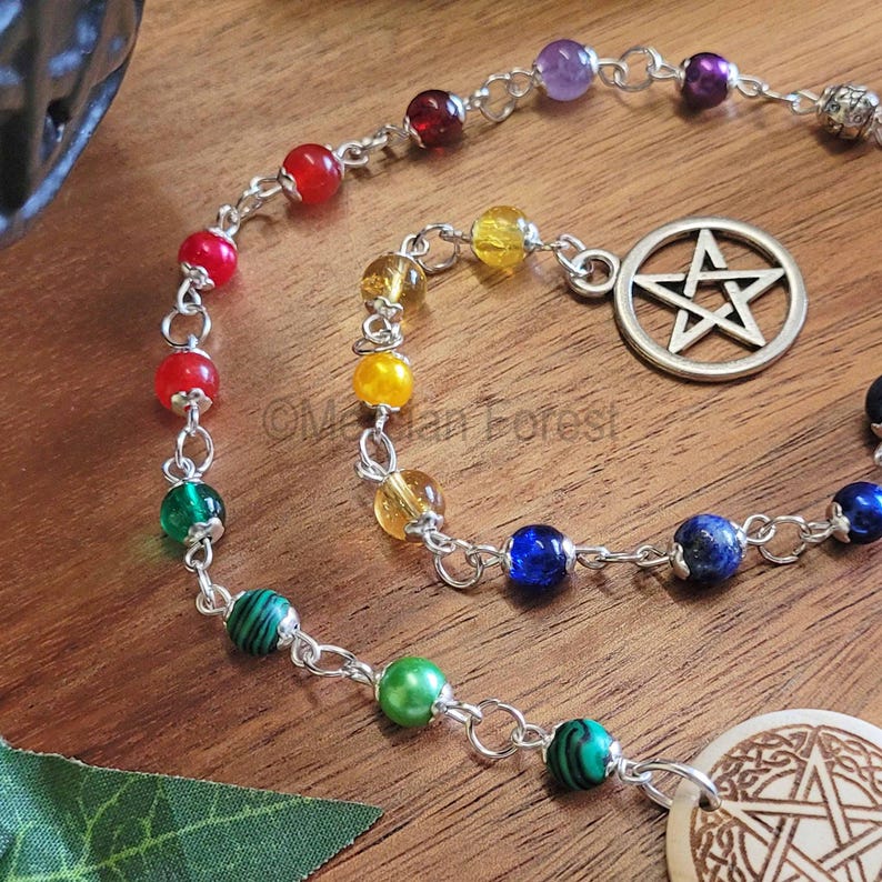 Pentacle Elemental Meditation Beads, Pentagram Five Elements Pagan ...
