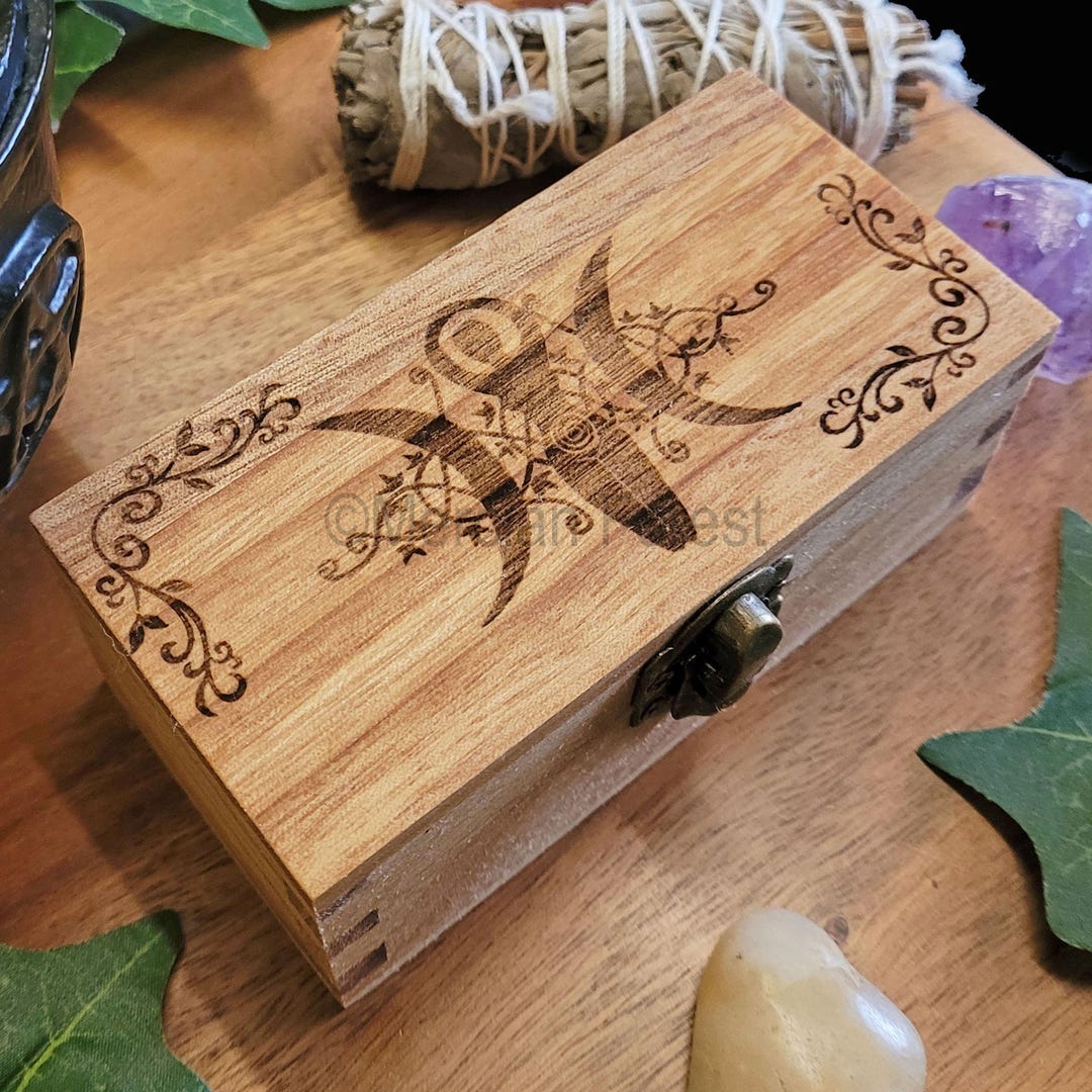 Triple Goddess Box, Goddess Witch Box, Crystal Box, Herb Box, Pagan ...